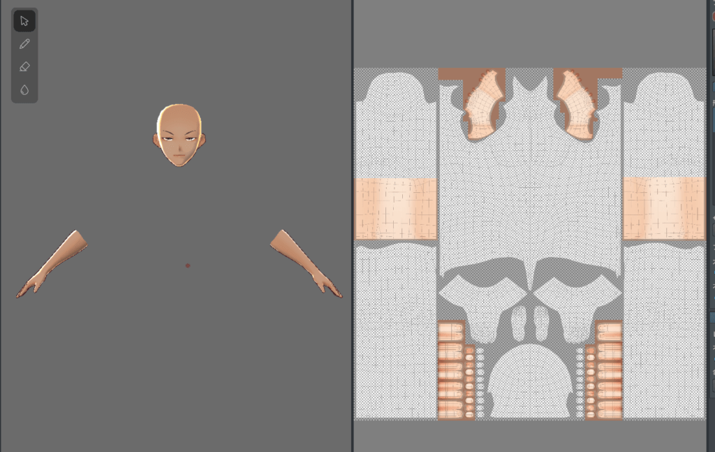 VRoidで手だけのテクスチャを作った！手以外は透過してあるからHumanoidで指や手を動かせる | 神部まゆみのブログ